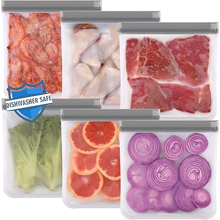 Amazon.com: Reusable Gallon Freezer Bags - 6 Pack 1 Gallon Storage Bags ...
