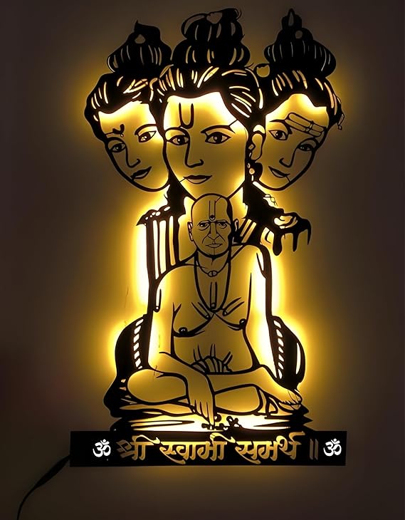 NEXTSTEP1 Shri Swami Samarth Metal Wall Art with light - Wall ...