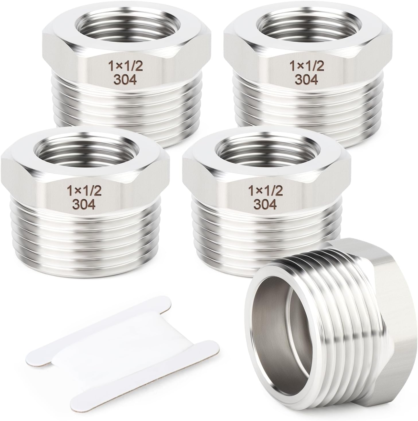 Amazon.com: TAISHER 5PCS 304 Stainless Steel New Reducer Hex Bushing, 1 ...