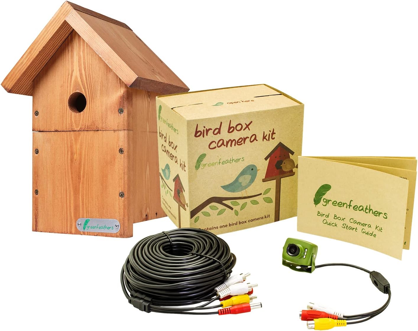 Green Feathers Wildlife Kit 700TVL Wired Bird Box Camera with Night ...