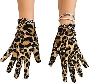 Amazon.com: Ekoama Leopards Print Gloves Soft Polyester Light Weight ...