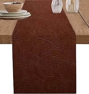 Amazon.com: Lsrtoss Brown Leather Texture Table Runner 70 Inches Long ...