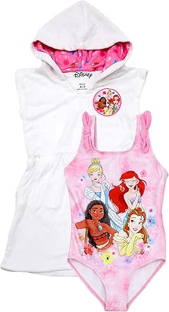 Amazon.com: Disney Little Girl's Princess One-Piece Swimsuit and Cover ...