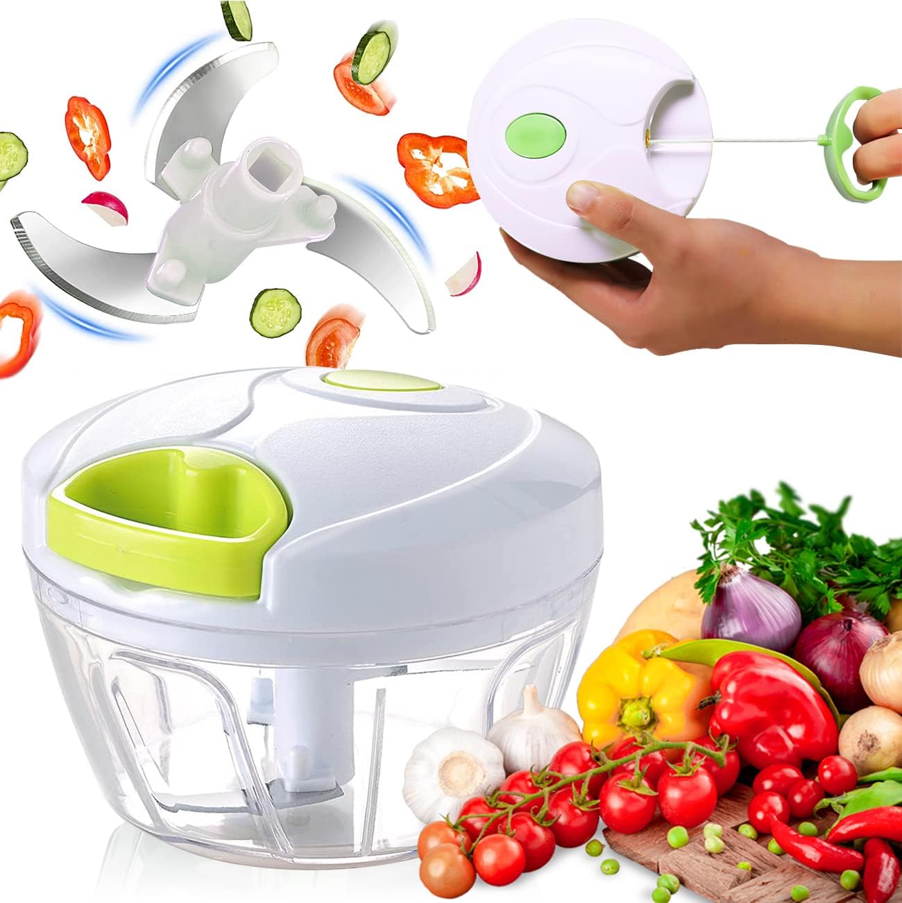 Amazon.com: 【UPGRADED BLADES】Manual Food Chopper Hand Pull Food ...
