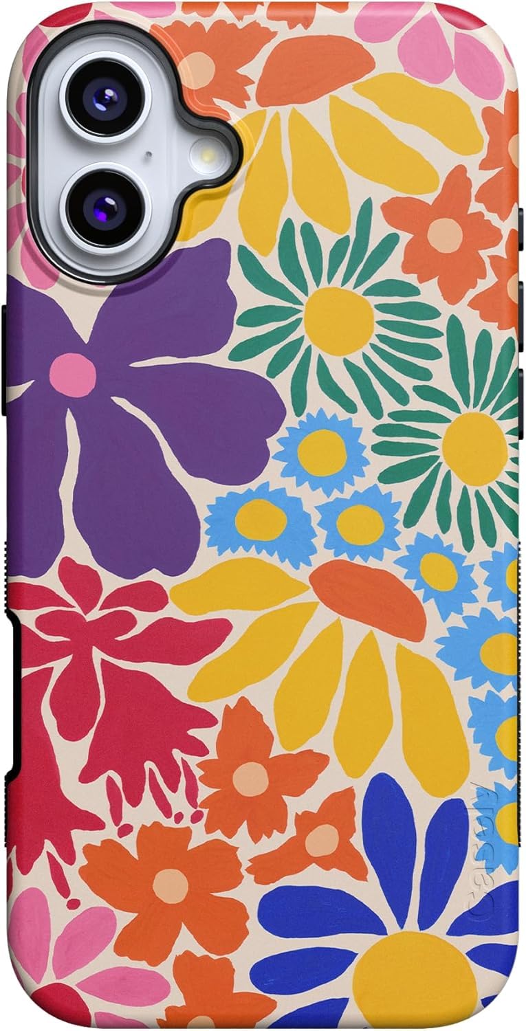 Amazon.com: Casely iPhone 16 Plus Case | Flower Patch | Multi-Color Floral | Bold Protective ...