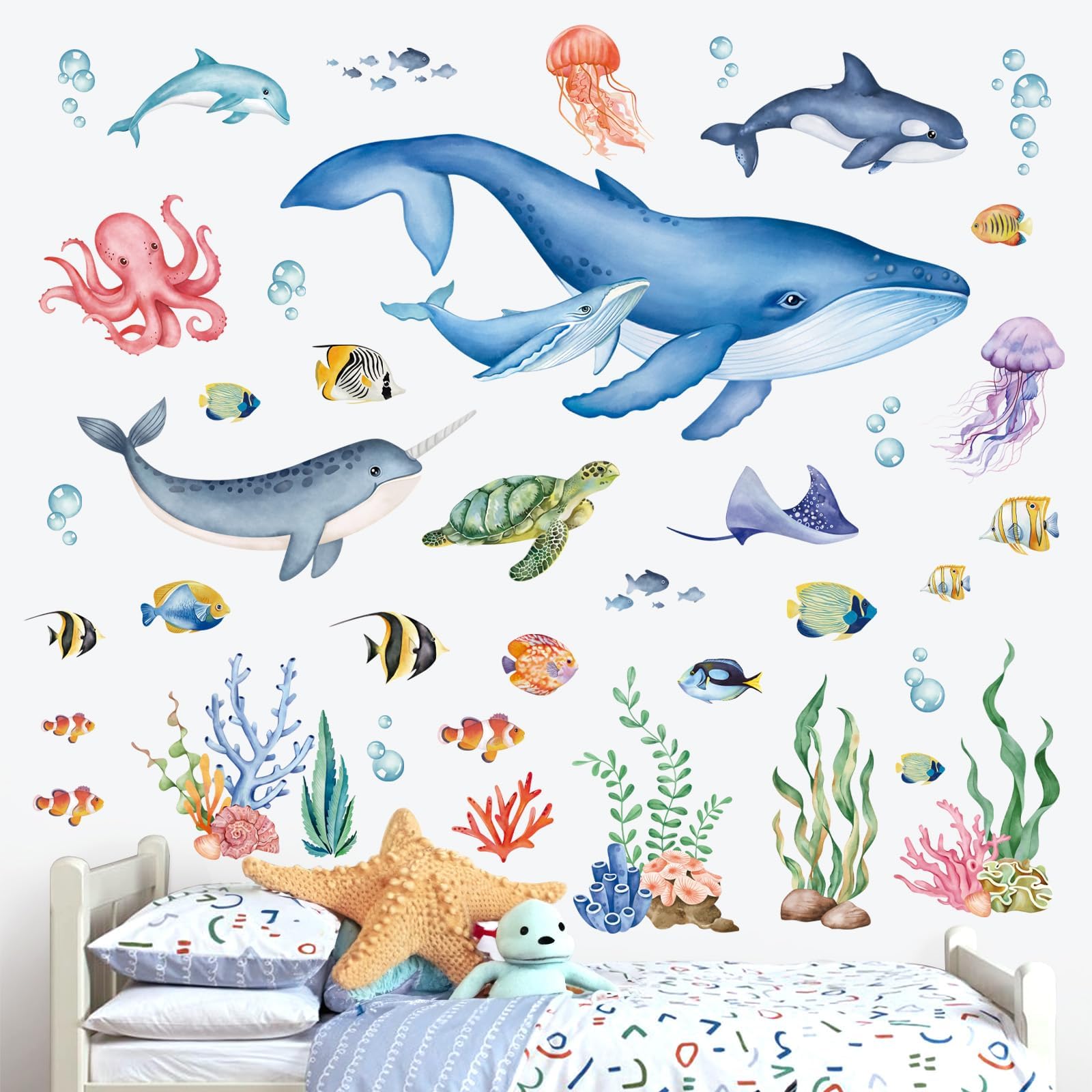 Amazon.com: wondever Under The Sea Wall Stickers Ocean Fish Whale ...
