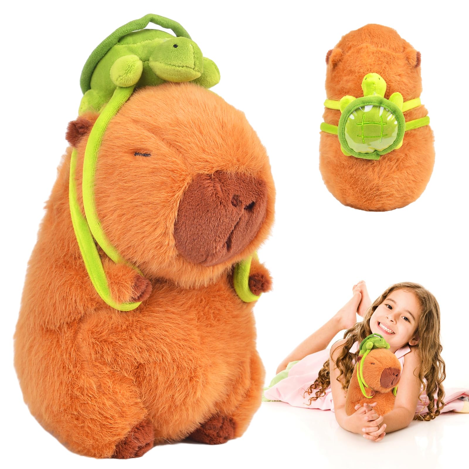 Capybara Plush Toy 23cm Capybara Carrying Turtle Backpack Stuffed ...