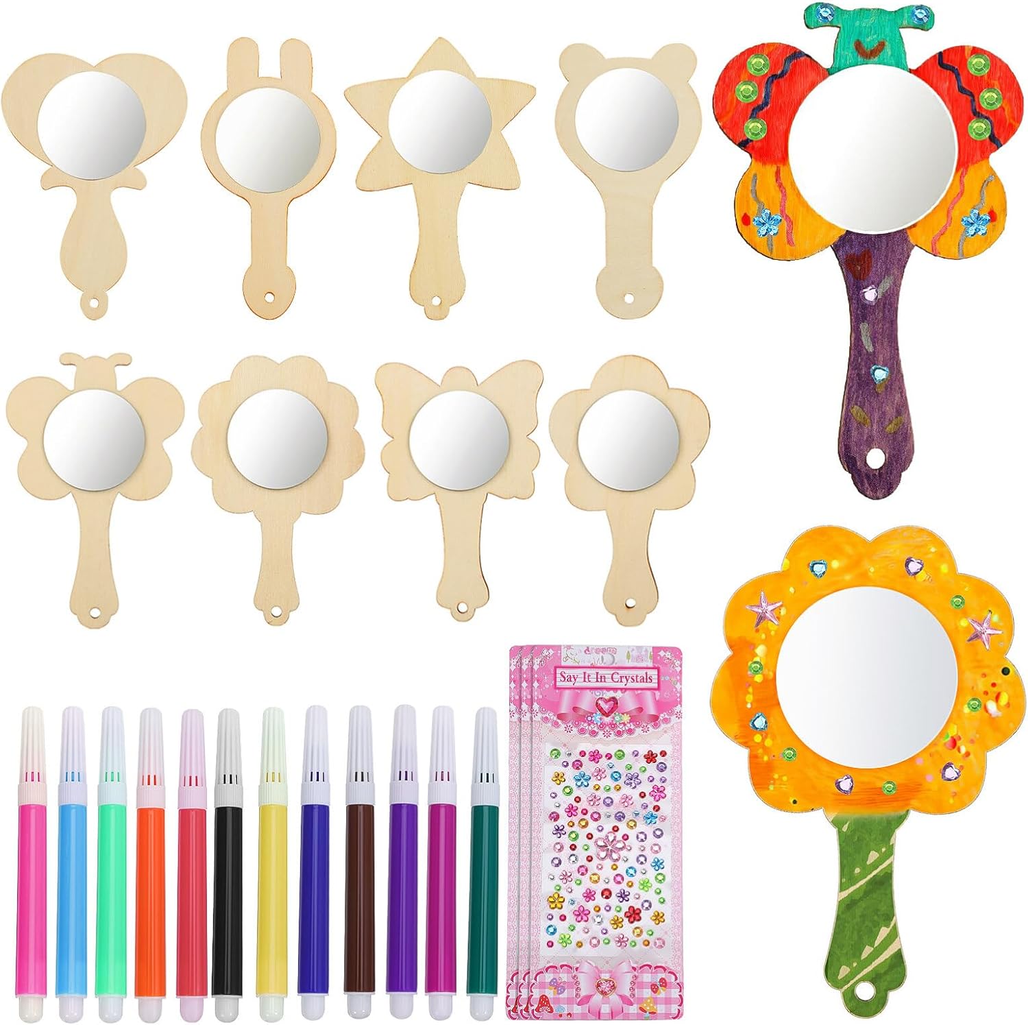 Amazon.com: SEWACC 1 Set DIY Unfinished Wooden Mirror for Crafts Mini ...