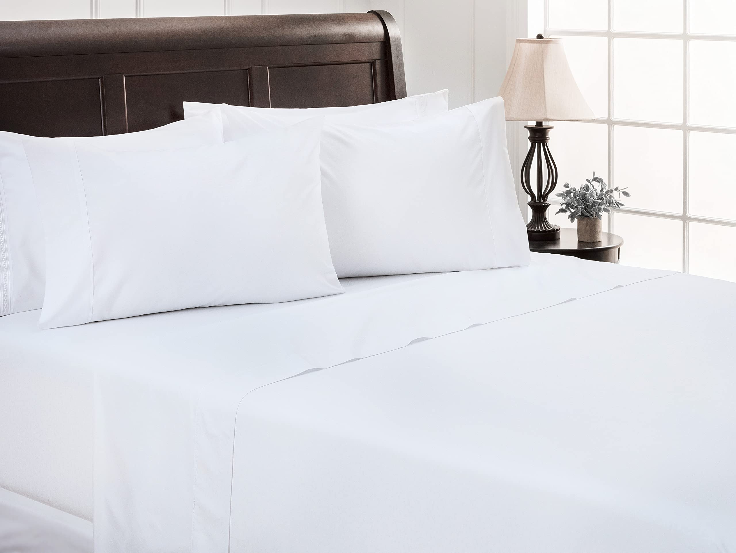 Chanasya Premium Embossed White King Size Bed Sheets Set 4-Piece - Soft ...