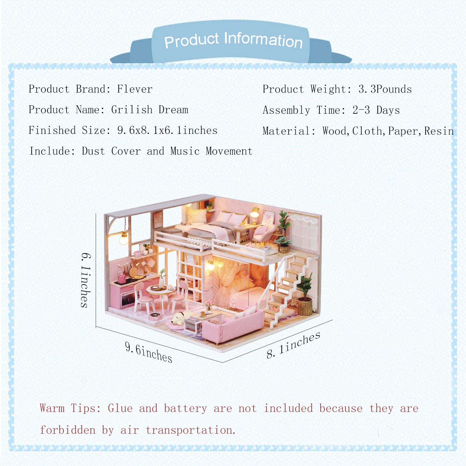Snapklik.com : Flever Dollhouse Miniature DIY House Kit Creative Room
