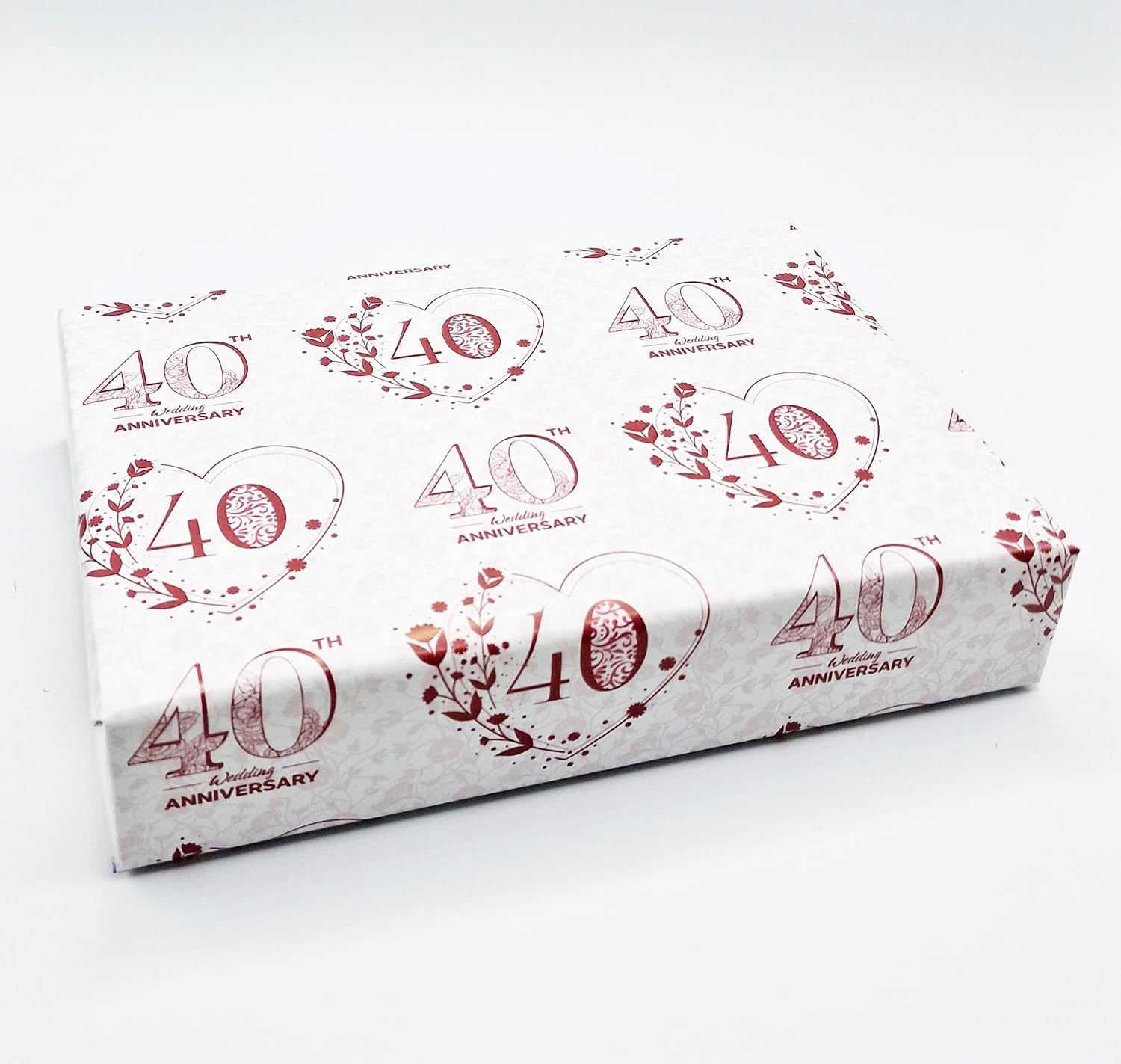 2 Sheets 40th Wedding Anniversary Wrapping Paper Elegant Floral Design ...