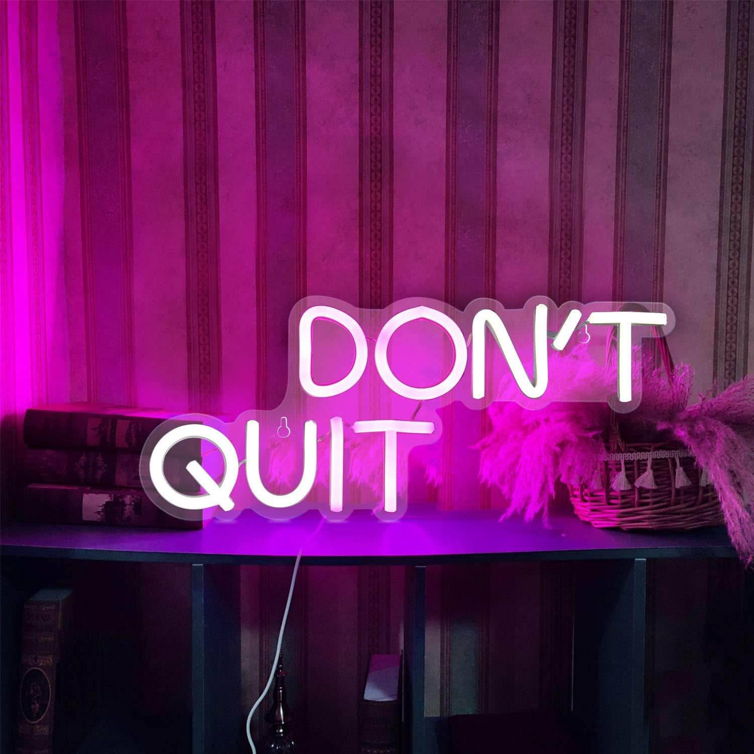 Neon Sign Don’T Quit Words Pink White Art Neon Lights Neon Light Signs ...