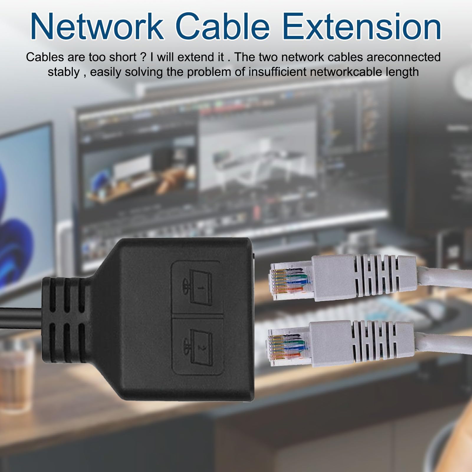 RJ45 Ethernet Cable Splitter Network Adapter, Ethernet Splitter 1 to 2 ...