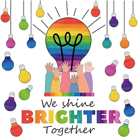 Amazon.com: Light Bulb Bulletin Board Set Decorations Rainbow Cutouts ...