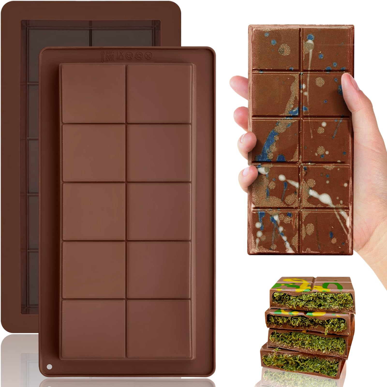Amazon.com: HKNMTT Chocolate Bar Silicone Molds, Deep Stuffed Large Bar ...