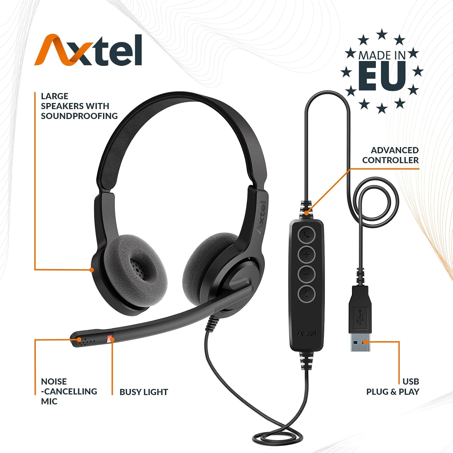 Buy Axtel Voice UC28 HD Duo NC - Stereo USB Headset with Noise ...