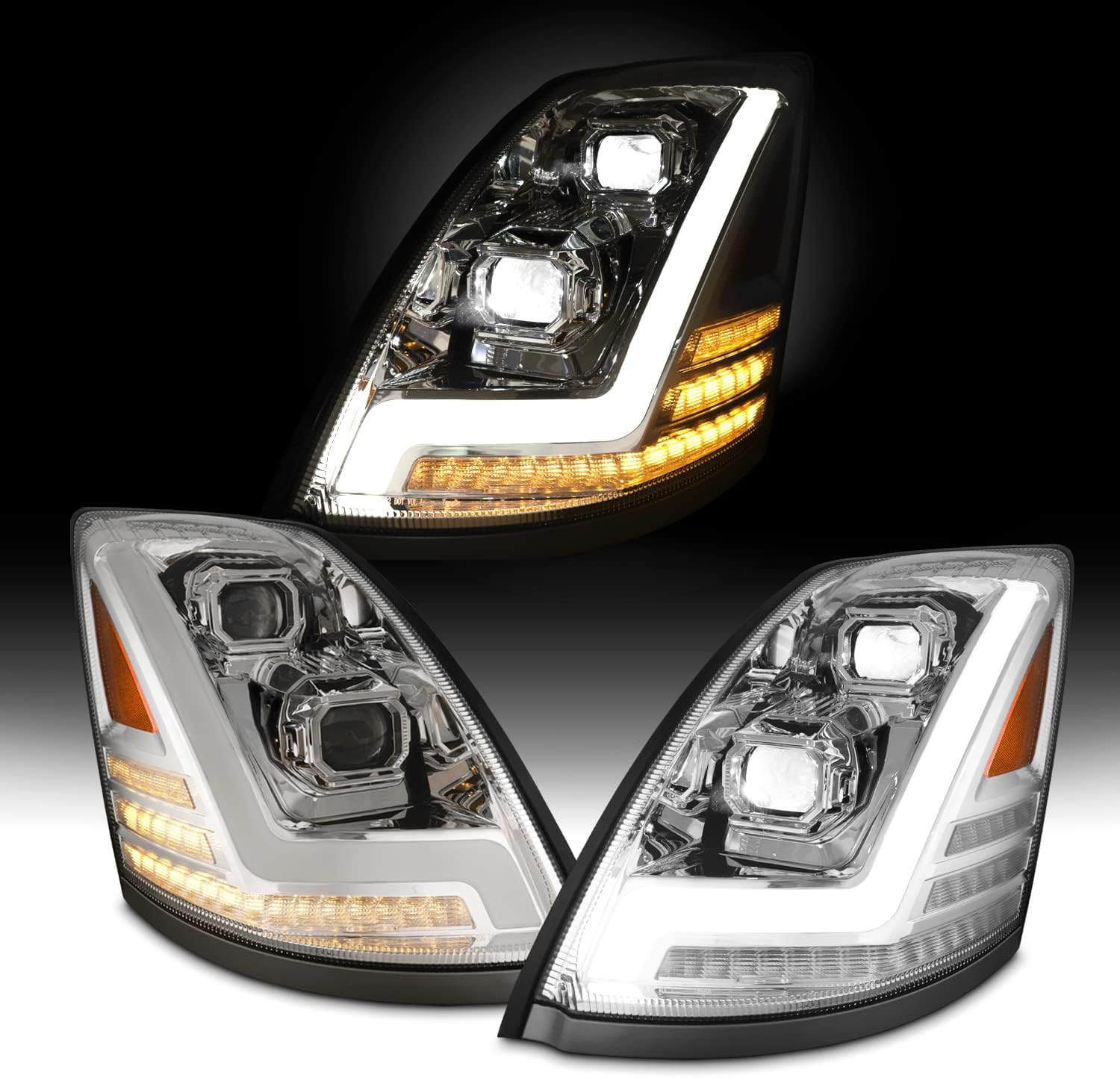 Amazon.com: AKKON - Fit 2004-2017 Volvo VNL [Full LED DRL Dual Lens ...