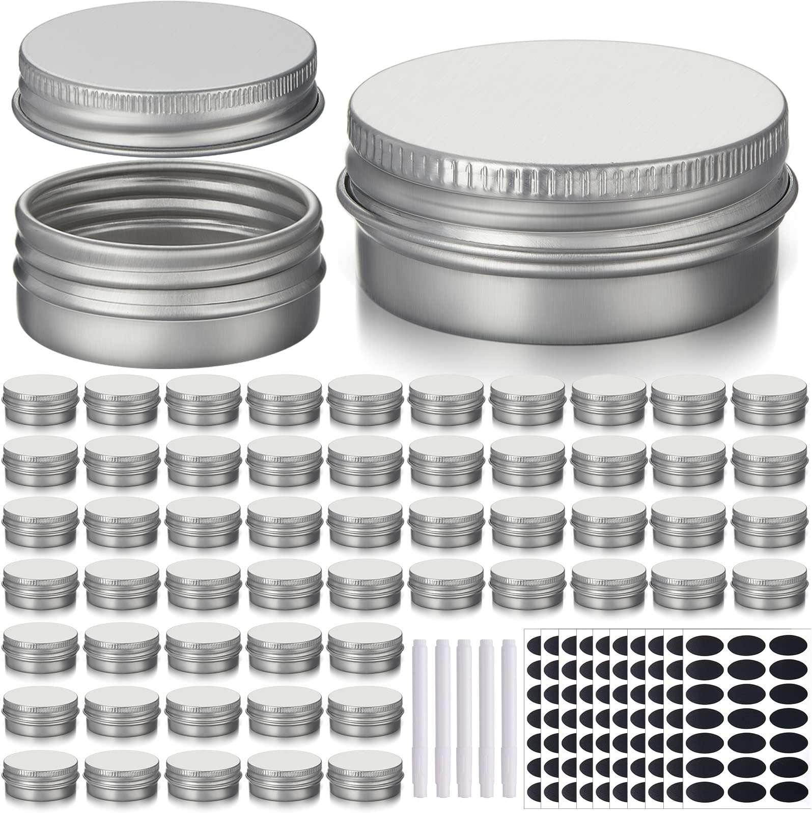 Amazon.com: 2oz Aluminum Empty Storage Screw-top Tin Jars with Lids ...