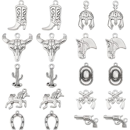 Amazon.com: Hmjpng 60pcs 3 Styles Western Cowboy Charms Tibetan Alloy ...