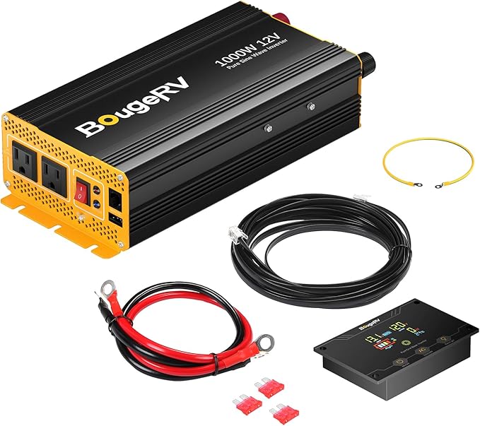 Amazon.com: BougeRV 1000W Pure Sine Wave Inverter, Convert DC 12V to AC ...