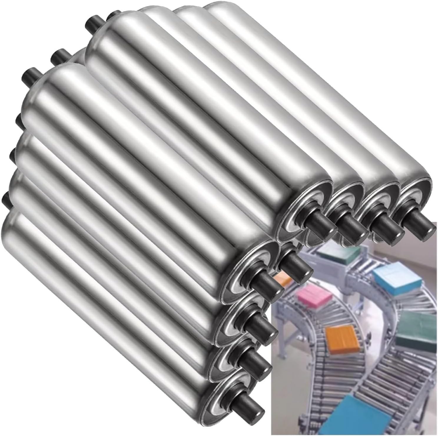 9-Piece Conveyor Roller Set 6-26 Inch Transport Rollers for Warehouses ...