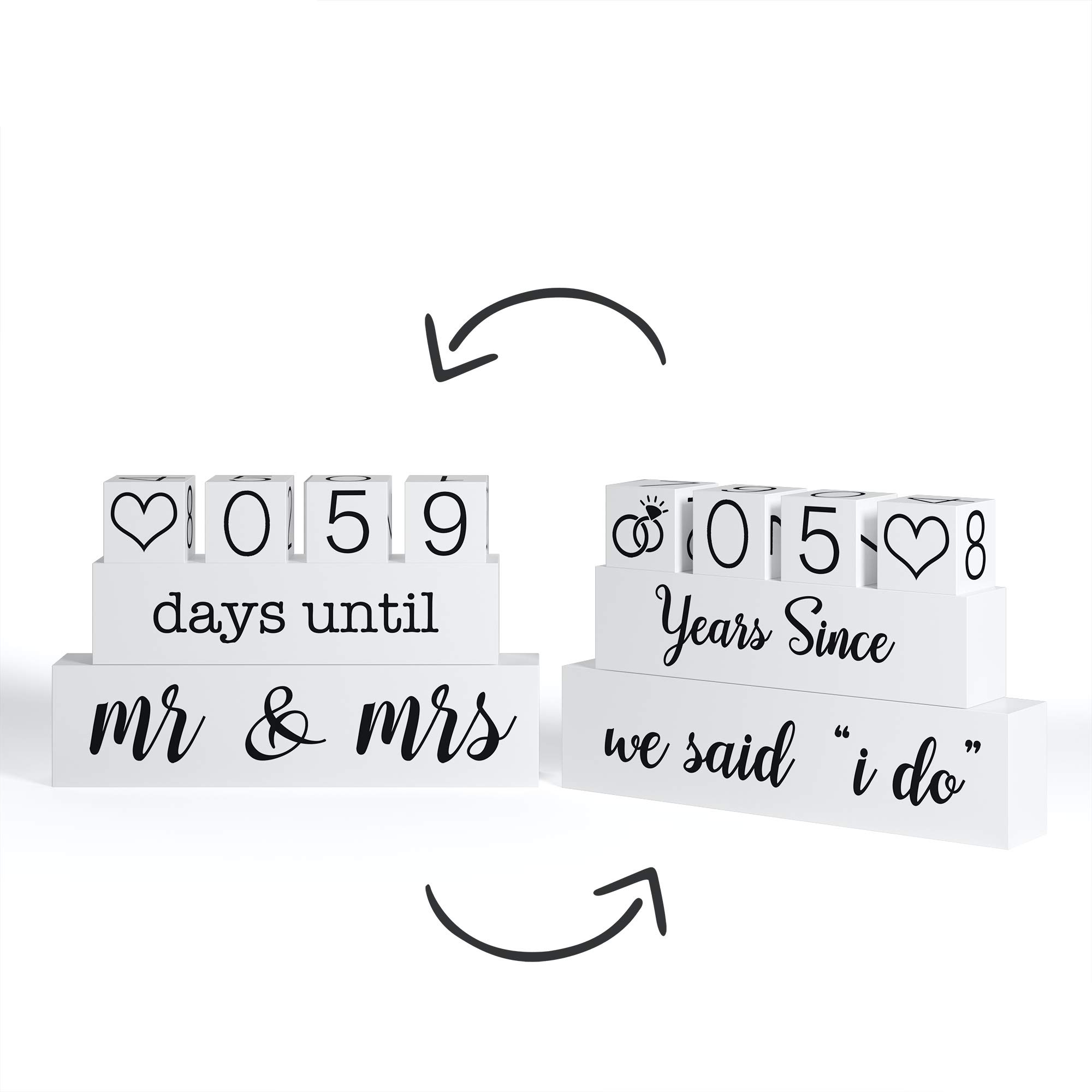 Buy Barnyard Designs Double Sided Wooden Block Wedding Day Countdown ...