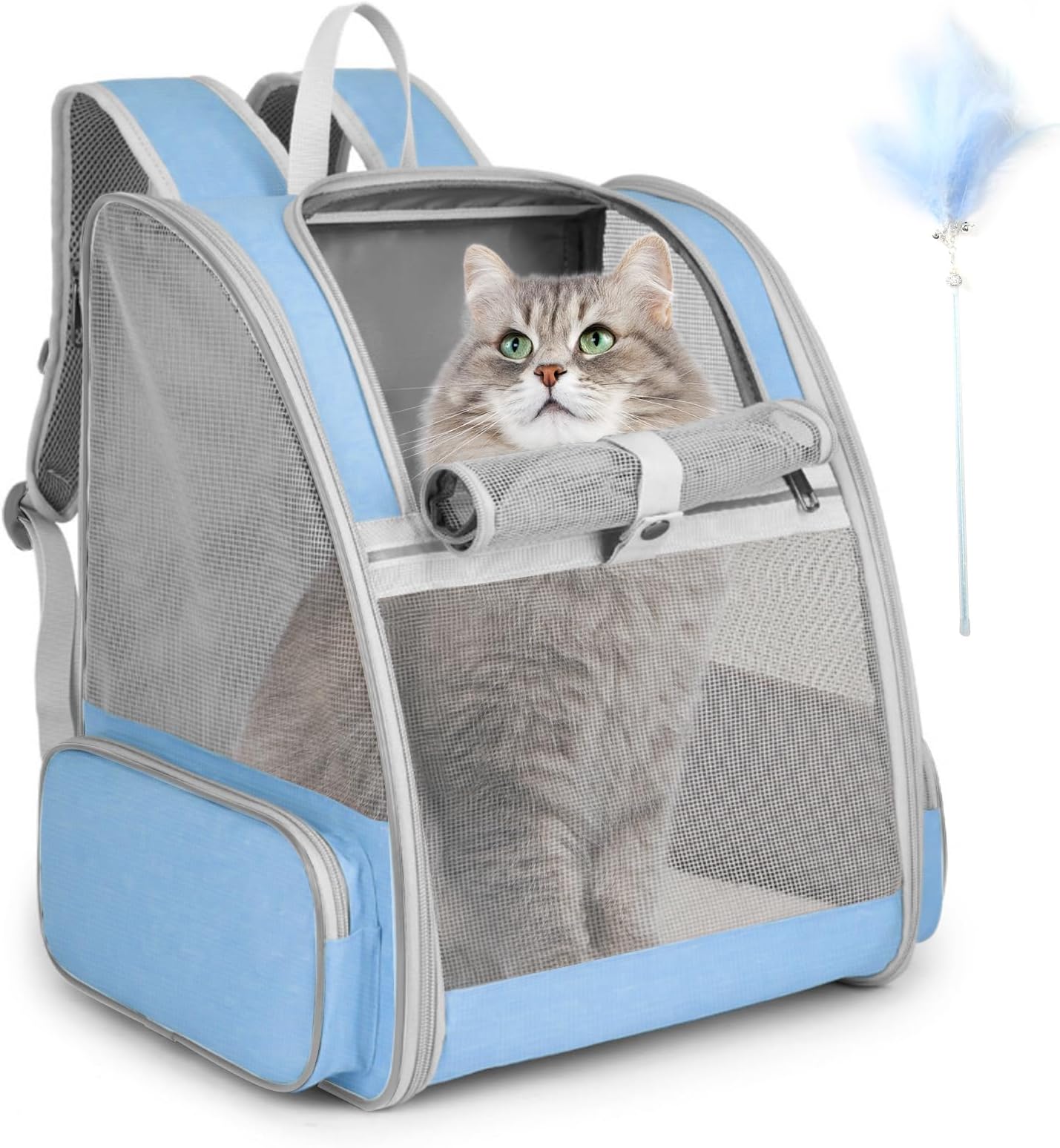Amazon.com : Cat Backpack Carrier, Large Pet Backpack with Cat Wand ...