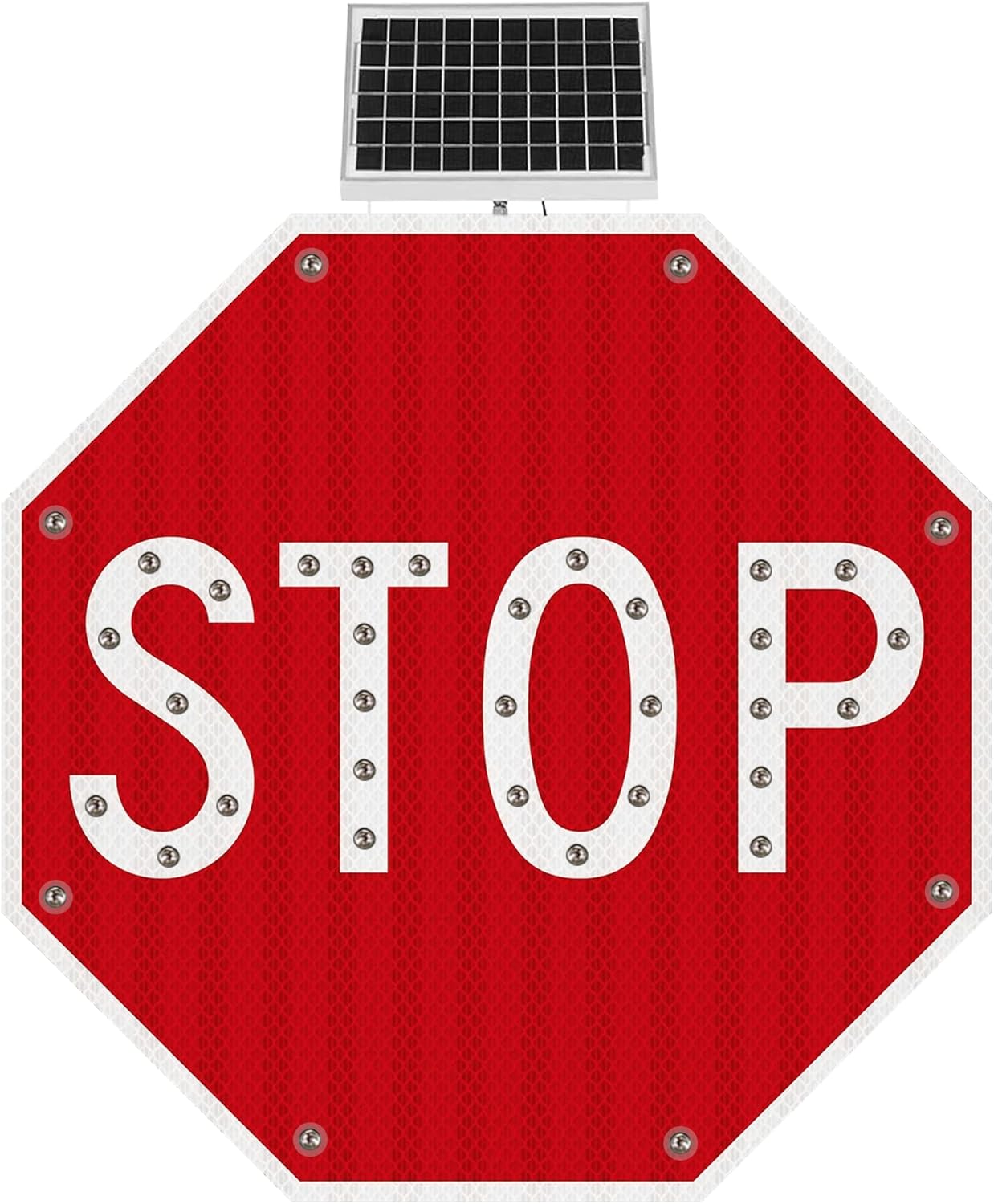 Amazon.com: Stop Sign 24 x 24 Solar Powered LED Flashing Stop Sign ...