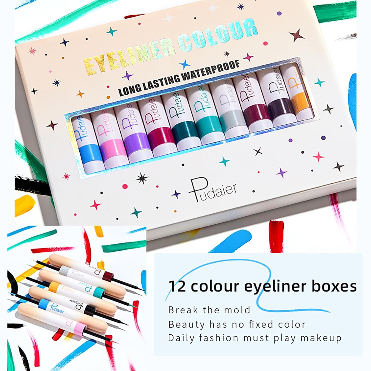 EnMart Juego de delineadores de ojos de color líquido mate de 12 ...