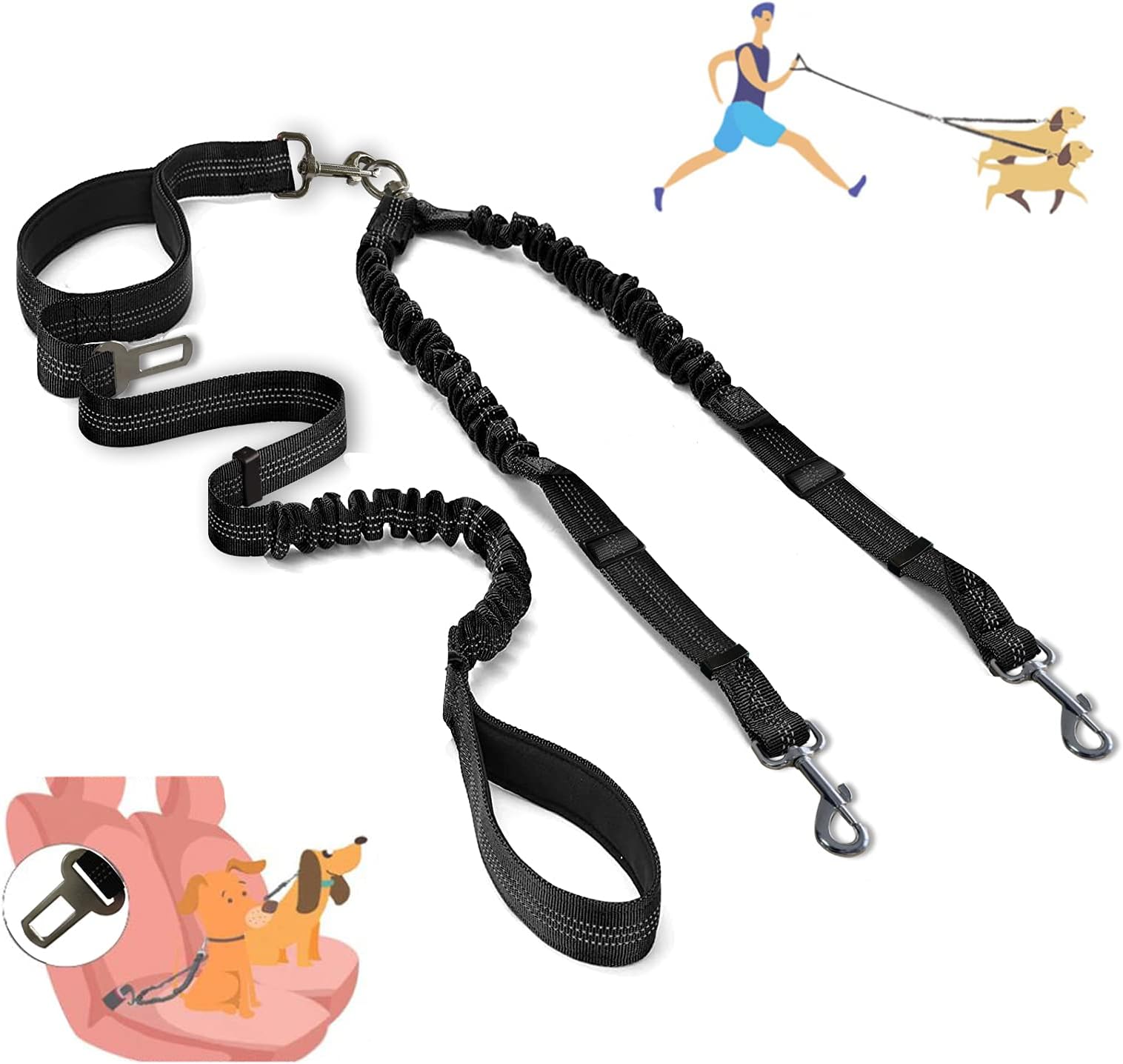 Kelivi Double Dog Lead, Dual Lead for Dogs No Tangle with Two Padded ...