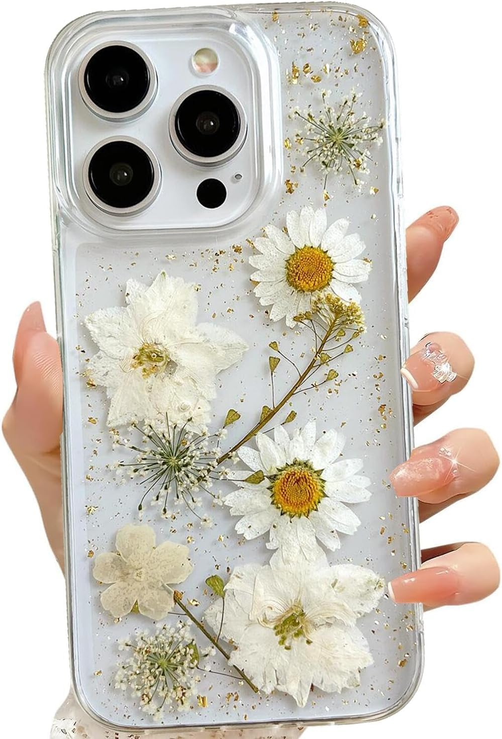 Amazon.com: LSEEKA for iPhone 13 Pro Clear Case with Pressed Real ...