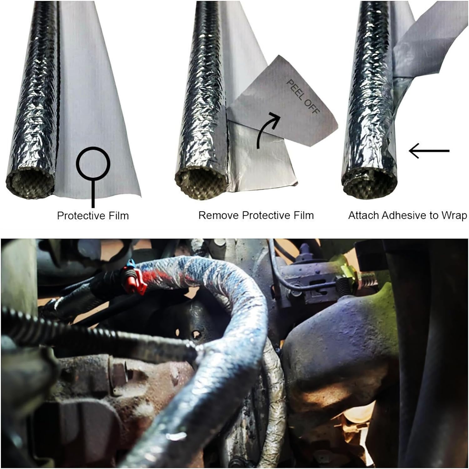 Snapklik.com : 10mm - 3/8 Self-wrap Aluminum Heat Shield Sleeve Thermal ...