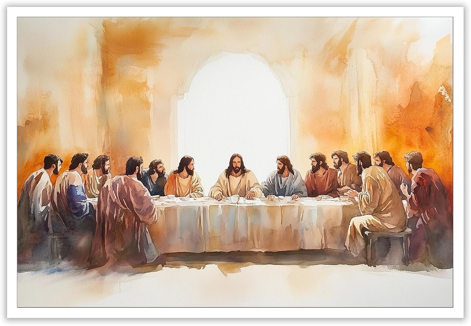 Amazon.com: The Last Supper Canvas Wall Art Painting Bible Story ...