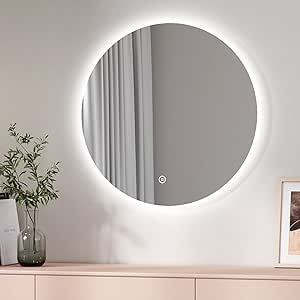 EMKE LED Bathroom Mirror Round 70 cm Cool White 6500 K with Touch ...