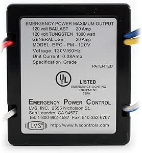 LVS Controls EPC-PM-120V Emergency Power Control, 120V, 20A : Amazon.ca ...