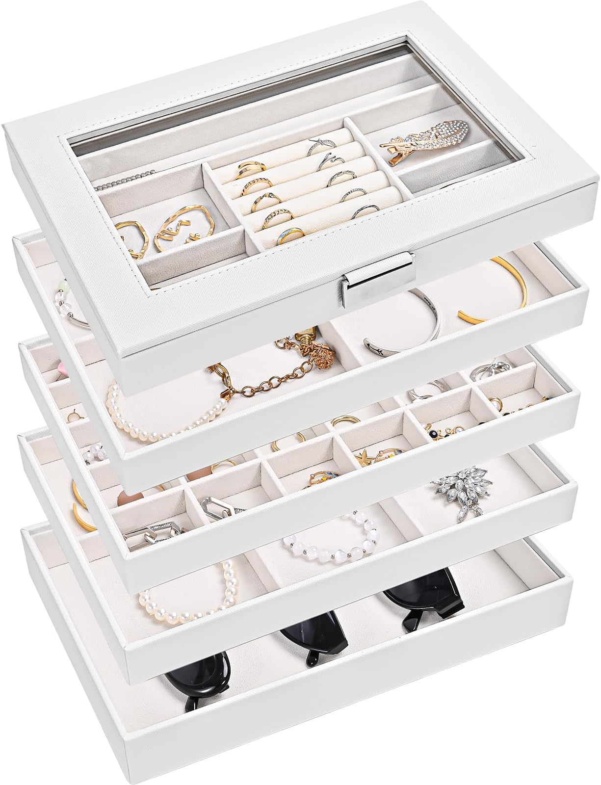 Amazon.com: ProCase Set of 4 Stackable Jewelry Organizer Trays for ...