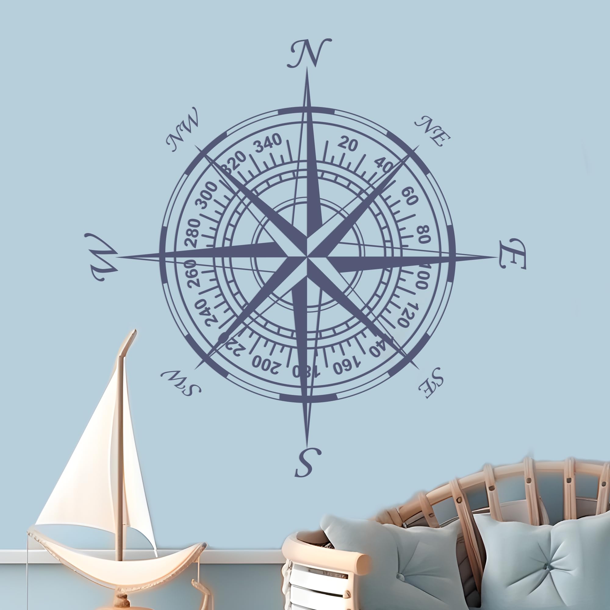 Amazon.com: Nautical Compass Wall Decals | Nautical Wall Decor | Wall ...