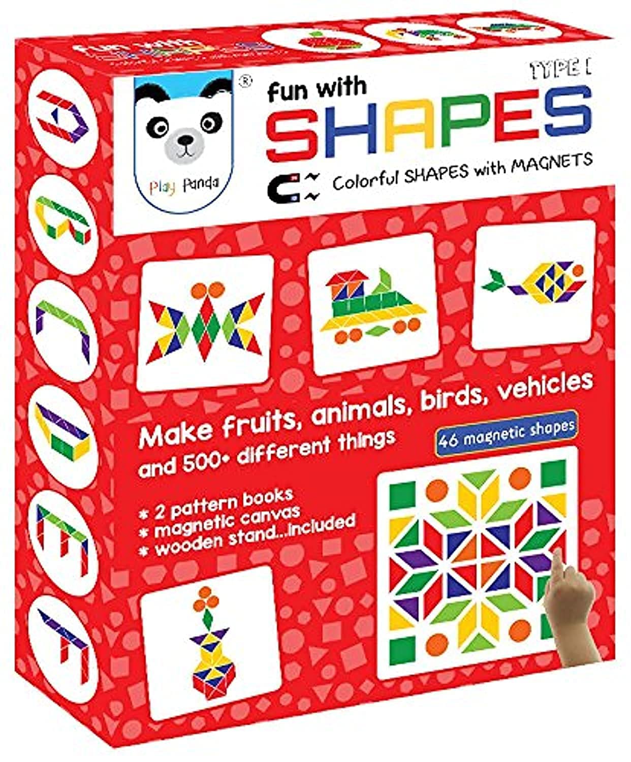 Play Panda Fun Magnetic Shapes Big Type 1 with 44 Magnetic Shapes, 200 ...