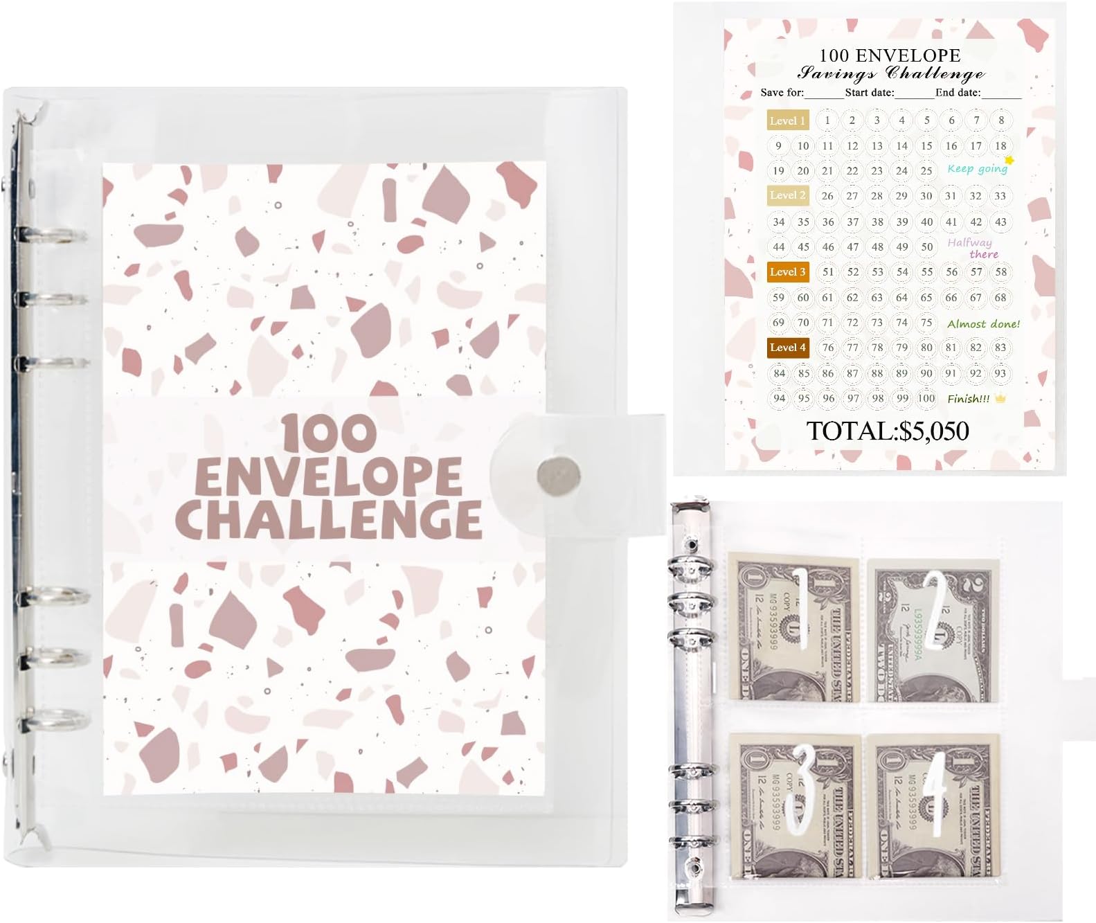 Amazon.com : 100 Envelopes Money Saving Challenge Binder - Cash Saving ...