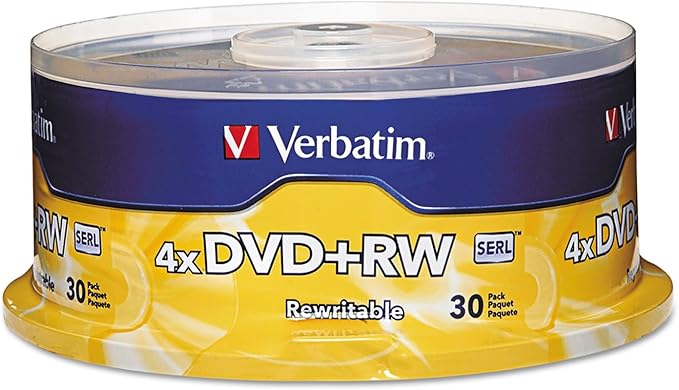 Amazon.com: Verbatim DVD+RW Blank Discs 4.7GB 4X Recordable Discs ...