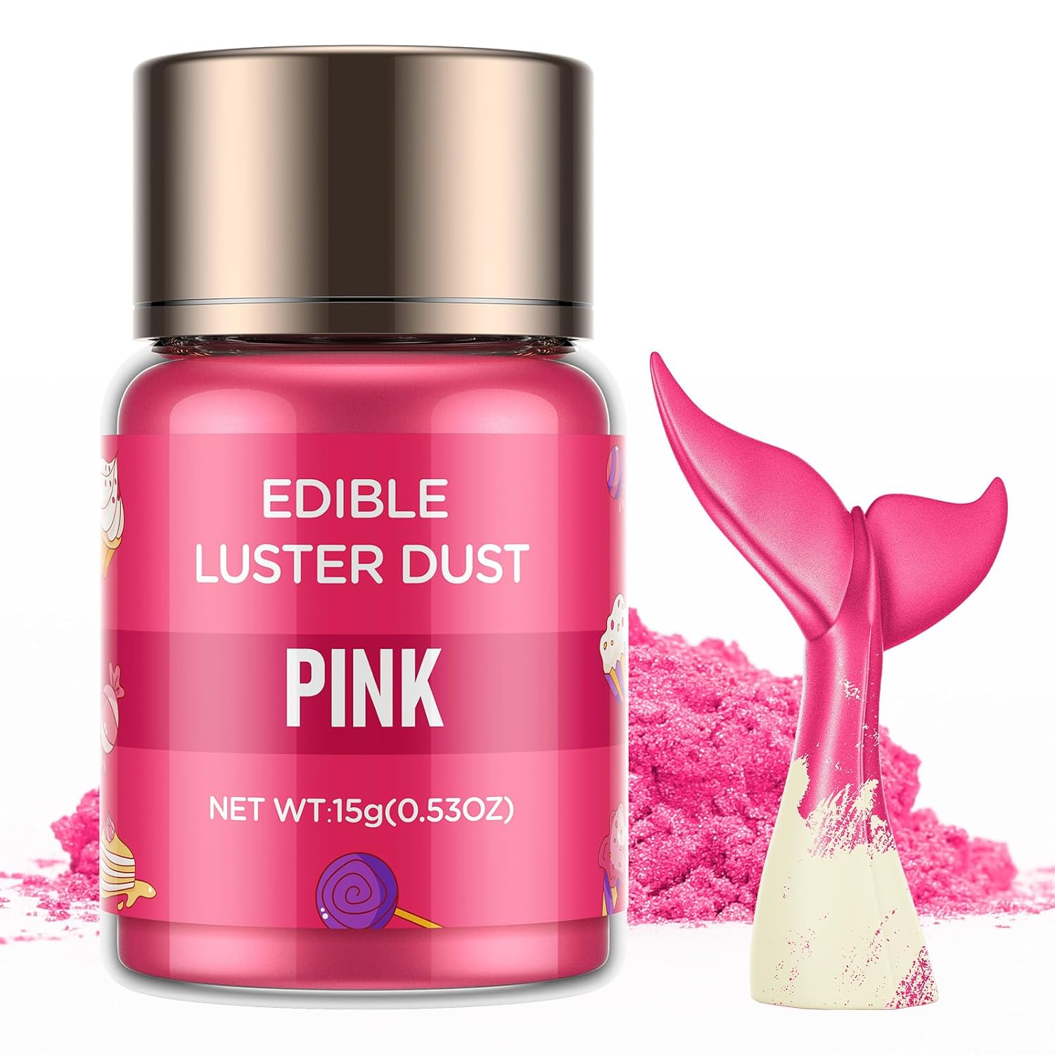 Amazon.com : Luster Dust Edible - 15 Grams Food Grade Cake Dust Shimmer ...