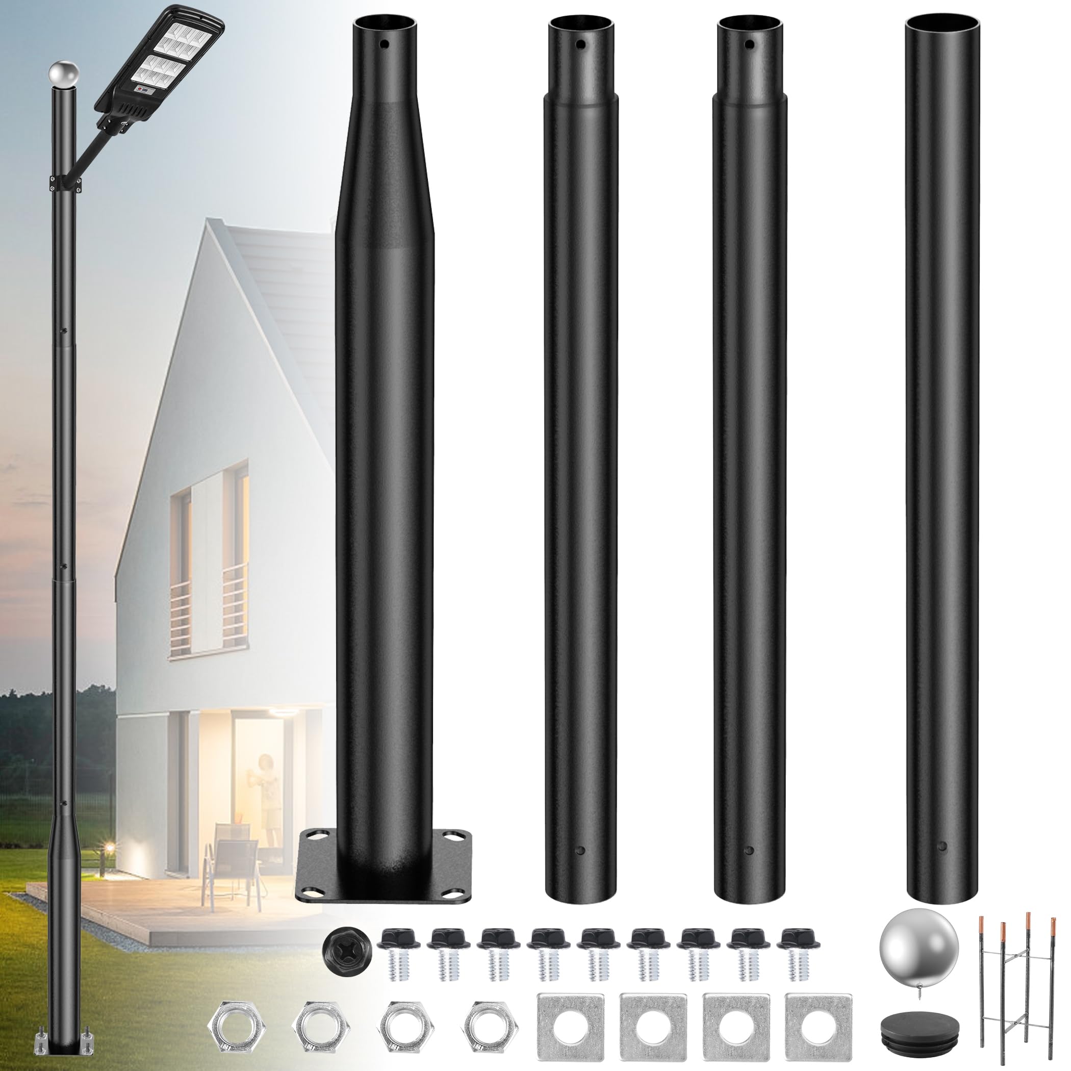 FTIEONMG 13ft Tall Street Light Pole,Metal Street Lamp Post for Outside ...