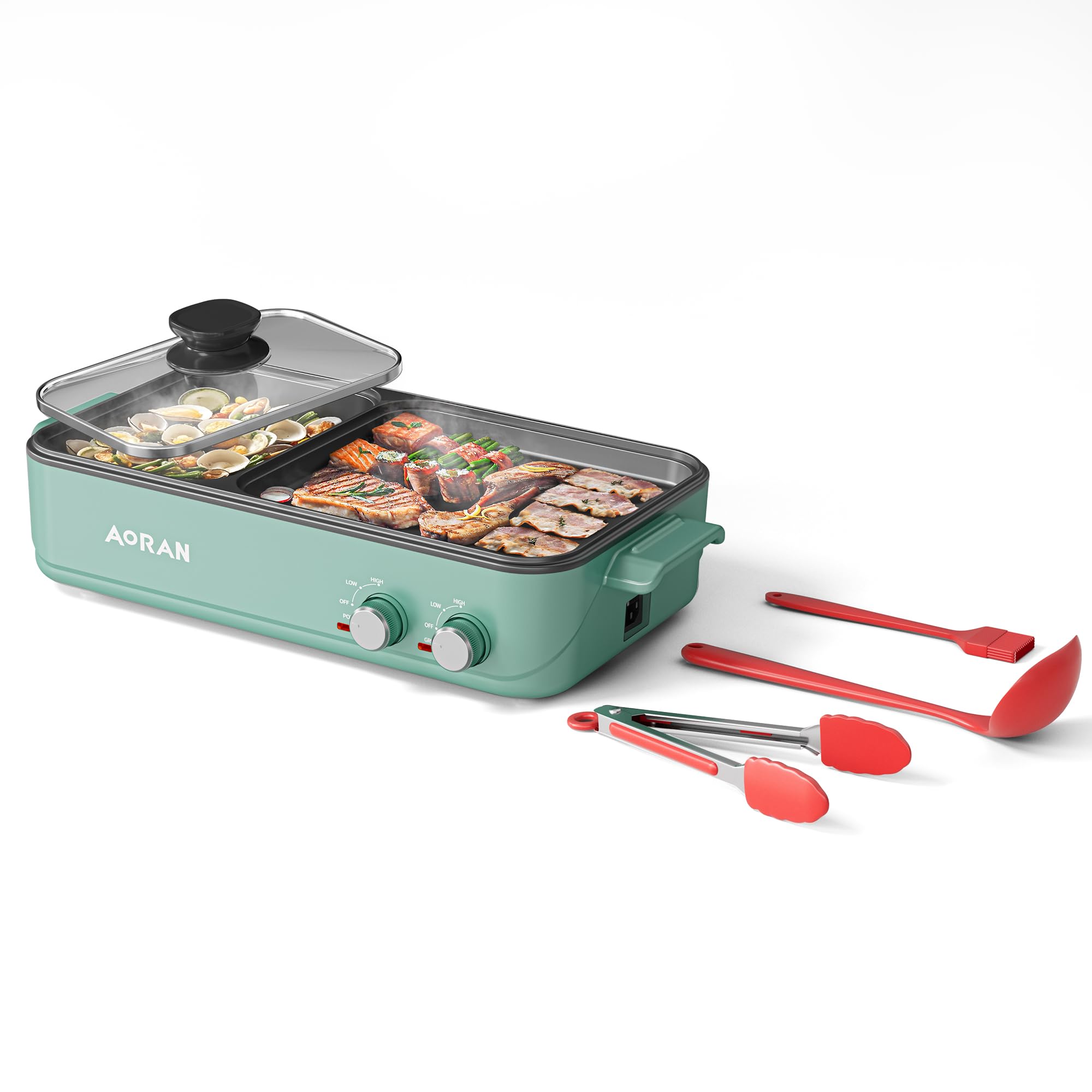 Amazon.com : AORAN Electric Hot Pot with Grill, 2-in-1 Indoor Non-Stick ...