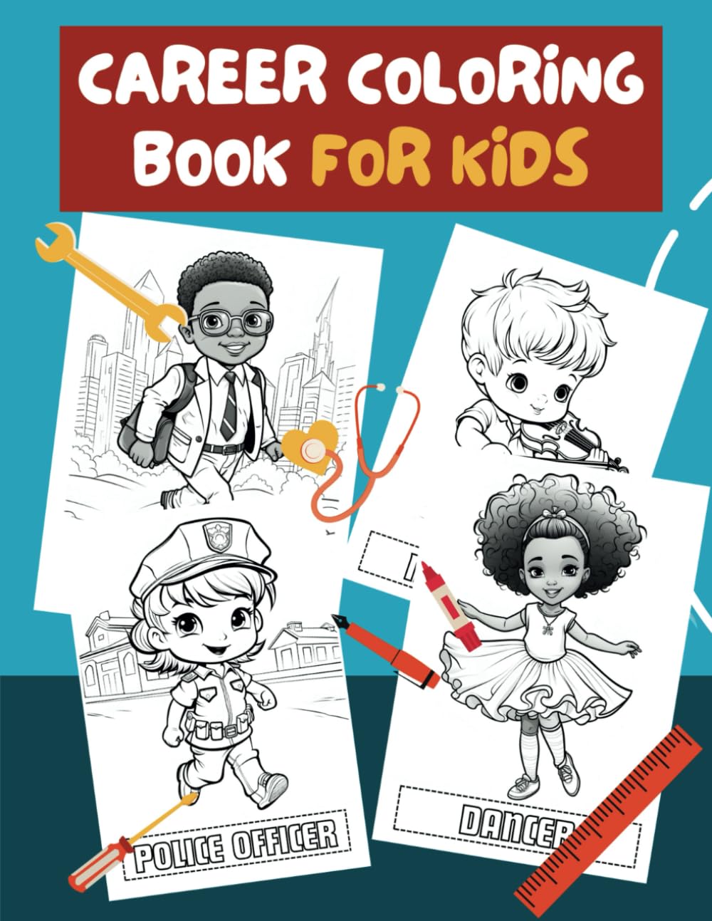 Career Coloring Book For Kids: Over 40 Different Professions To Color ...