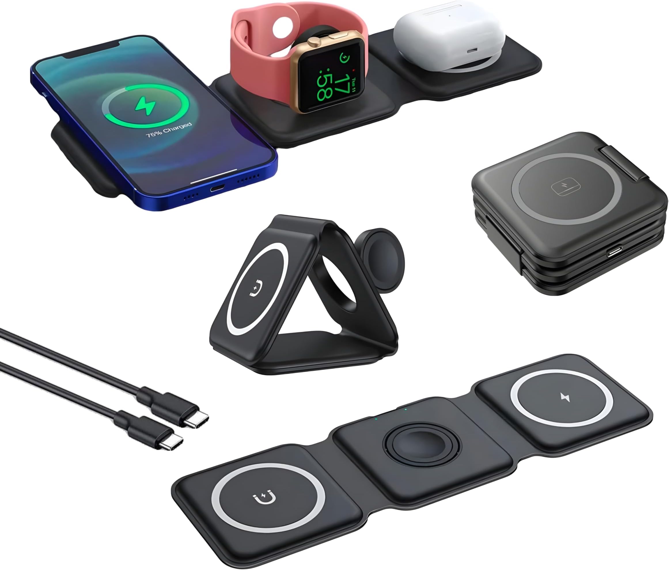 Amazon.com: Magnetic Wireless Charger for iPhone: 3 in 1 Travel ...