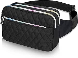 Amazon.com: Women's Stylish Nylon Quilted Fanny Pack with Colorful ...