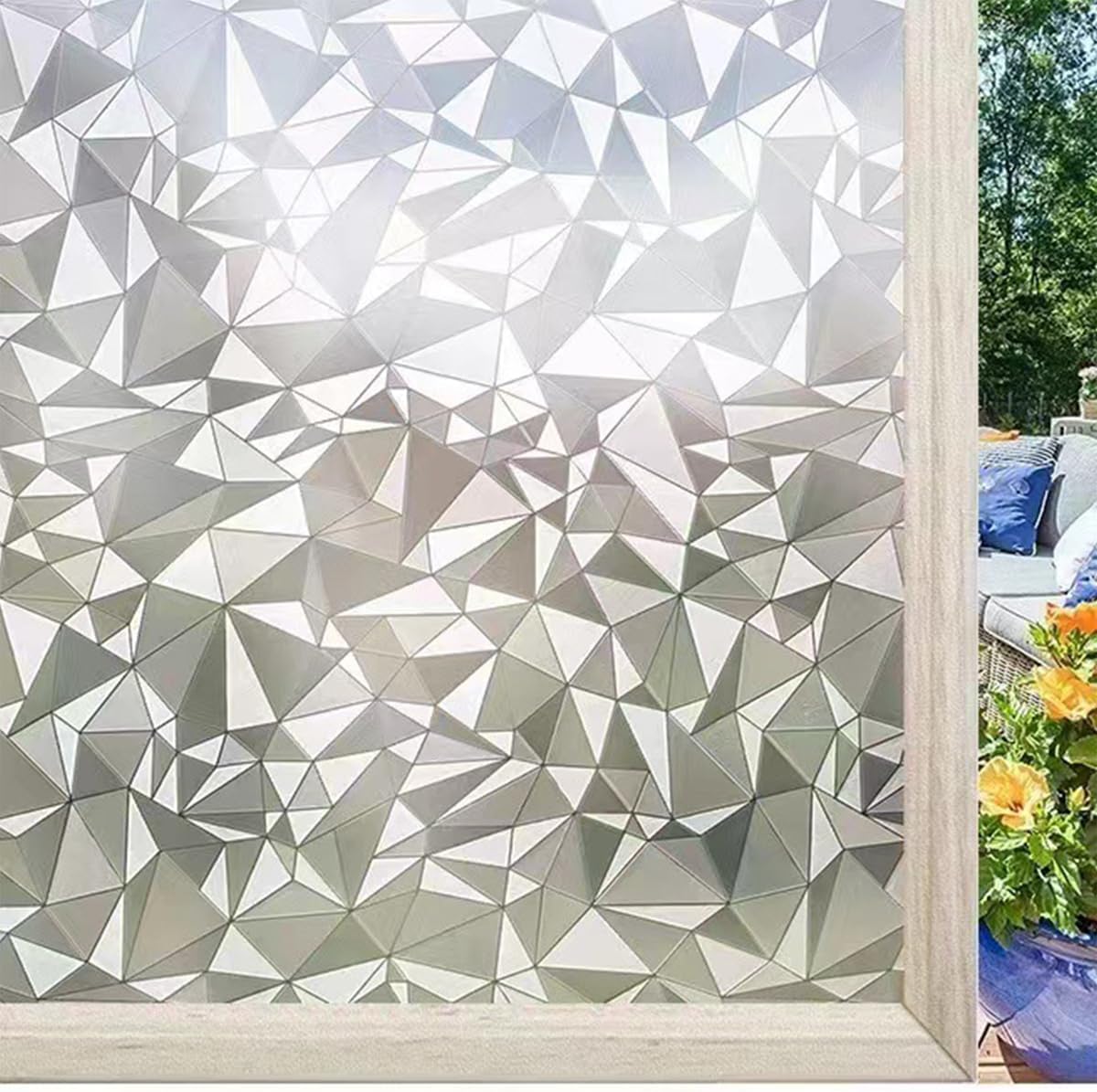 ECVV Window Films Refraction Privacy, No Glue Static Cling PVC Non ...
