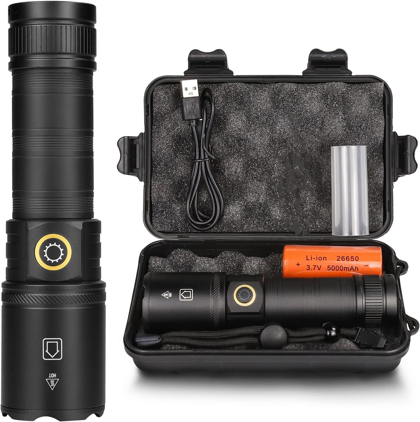 WindFire LED Torch Rechargeable Super Bright 10000 Lumen Tactical ...