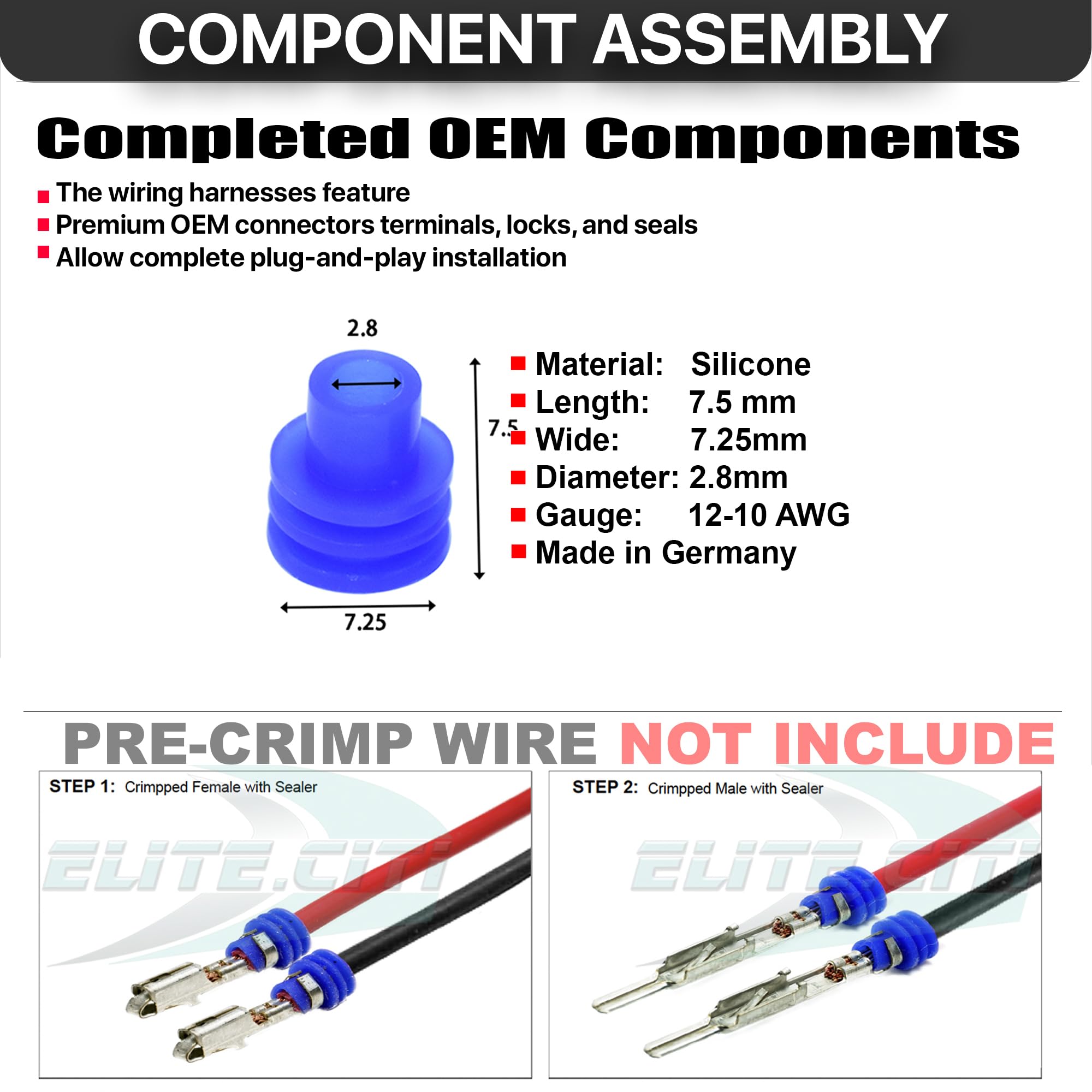 Snapklik.com : 100-PACK Weatherpack/Metripack 280 Series Blue Connector ...