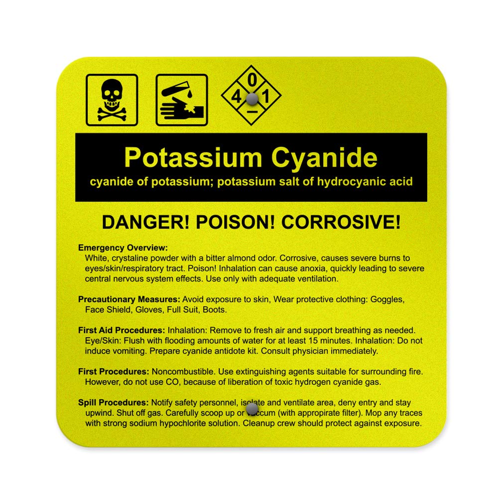 Aluminum Square Metal Sign Multiple Sizes Potassium Cyanide of Hazard ...
